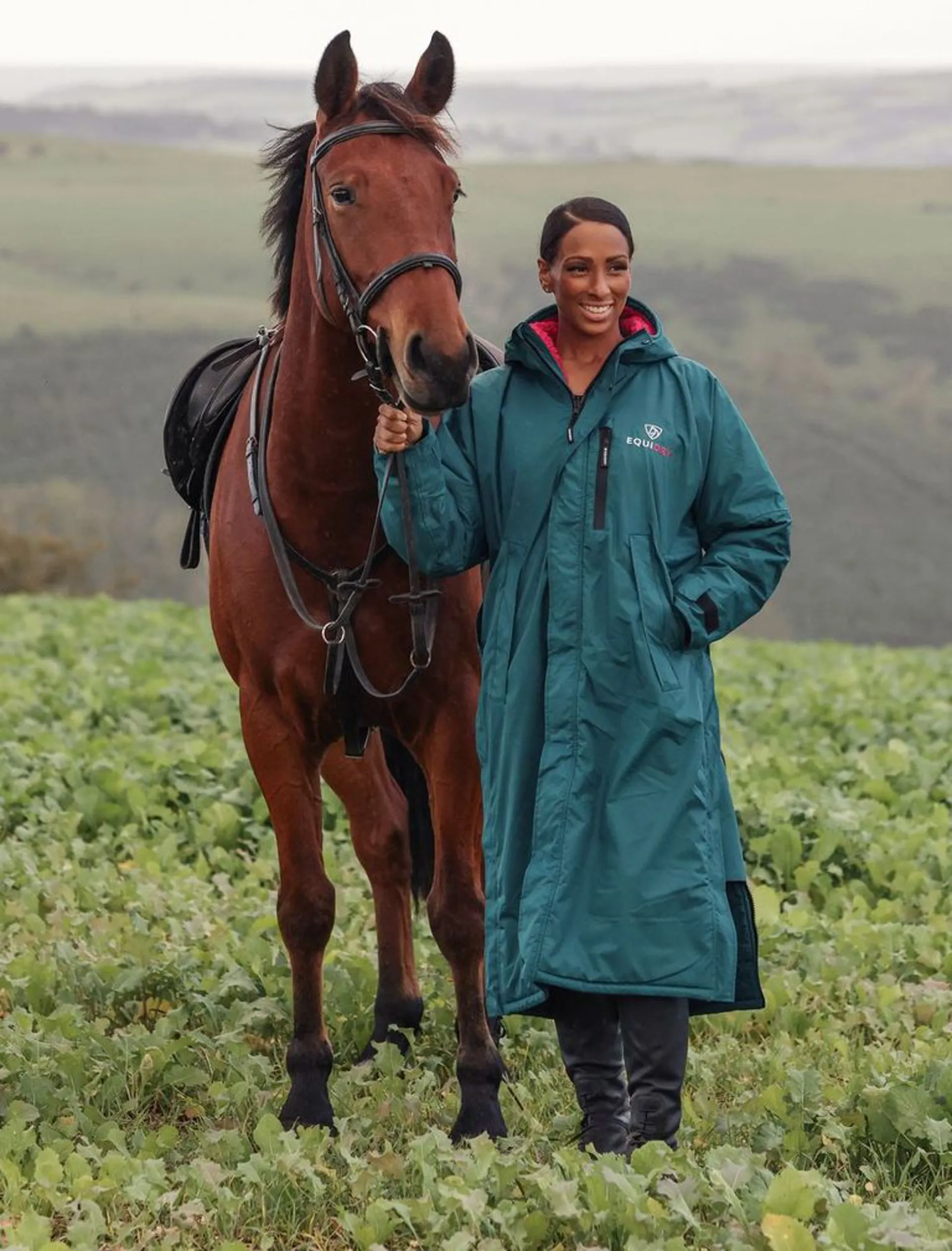 Equidry All Rounder Evolution Adults Jacket - Teal/Peacock Pink