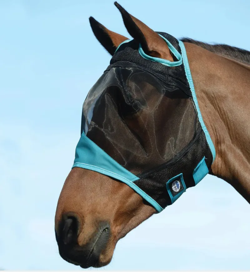 Weatherbeeta Comfitec Fine Mesh Mask - No Ears Black/Turquoise
