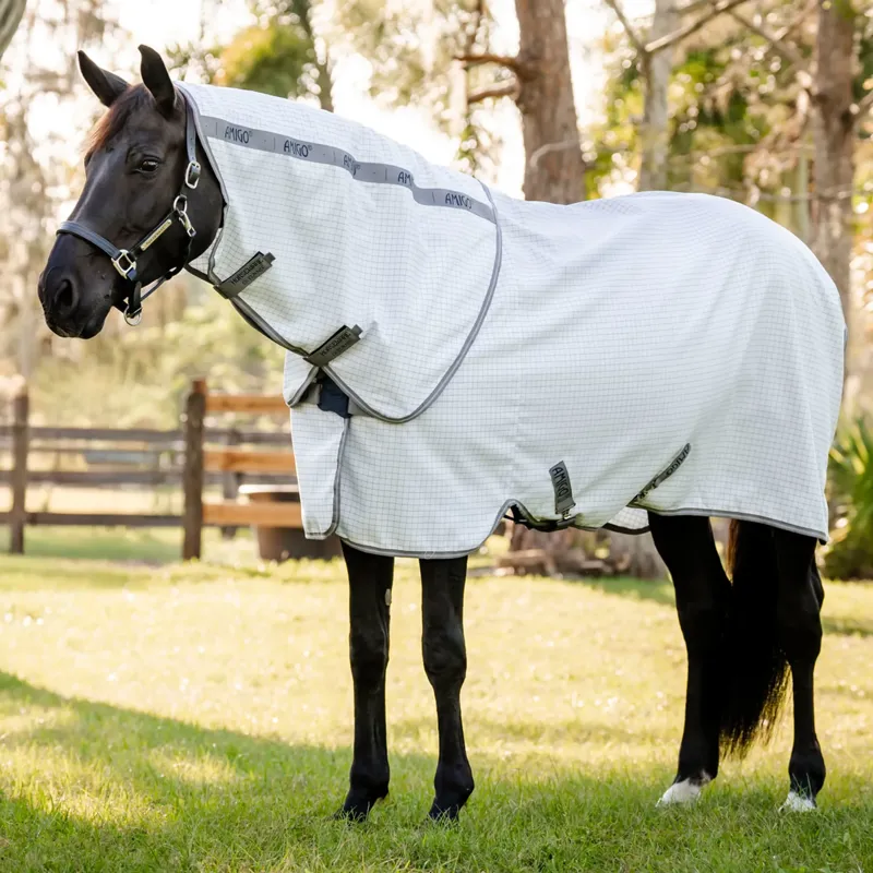 Amigo Summer Sheet Plus Fly Turnout Rug - Navy Check/Titanium